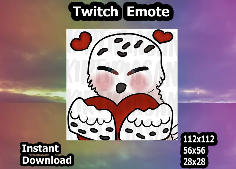 Twitch Emote / Snow Owl Emote With Heart for Streamer / Sub Emoji ...