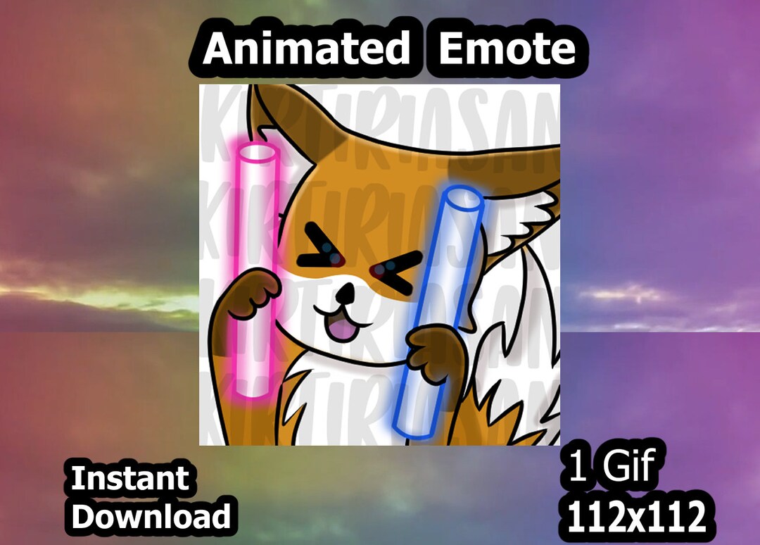 Animated Twitch Hype Fox Party Emote for Streamer / Sub Emoji / 1 Gif ...