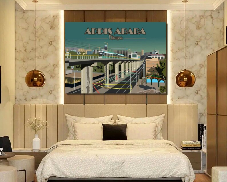Addis Ababa Retro Wall Art | Travel Décor | Framed & Unframed Poster ...