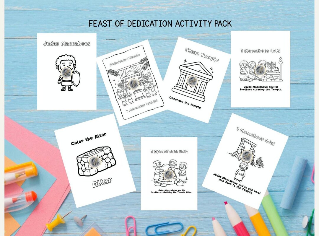 Feast of Dedication Activity Pack, Digital Holy Day Kids Coloring ...
