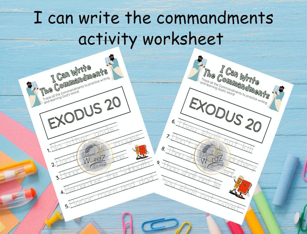 Ten Commandments Activity Tracing Sheets | Faith-based Bible Activity ...