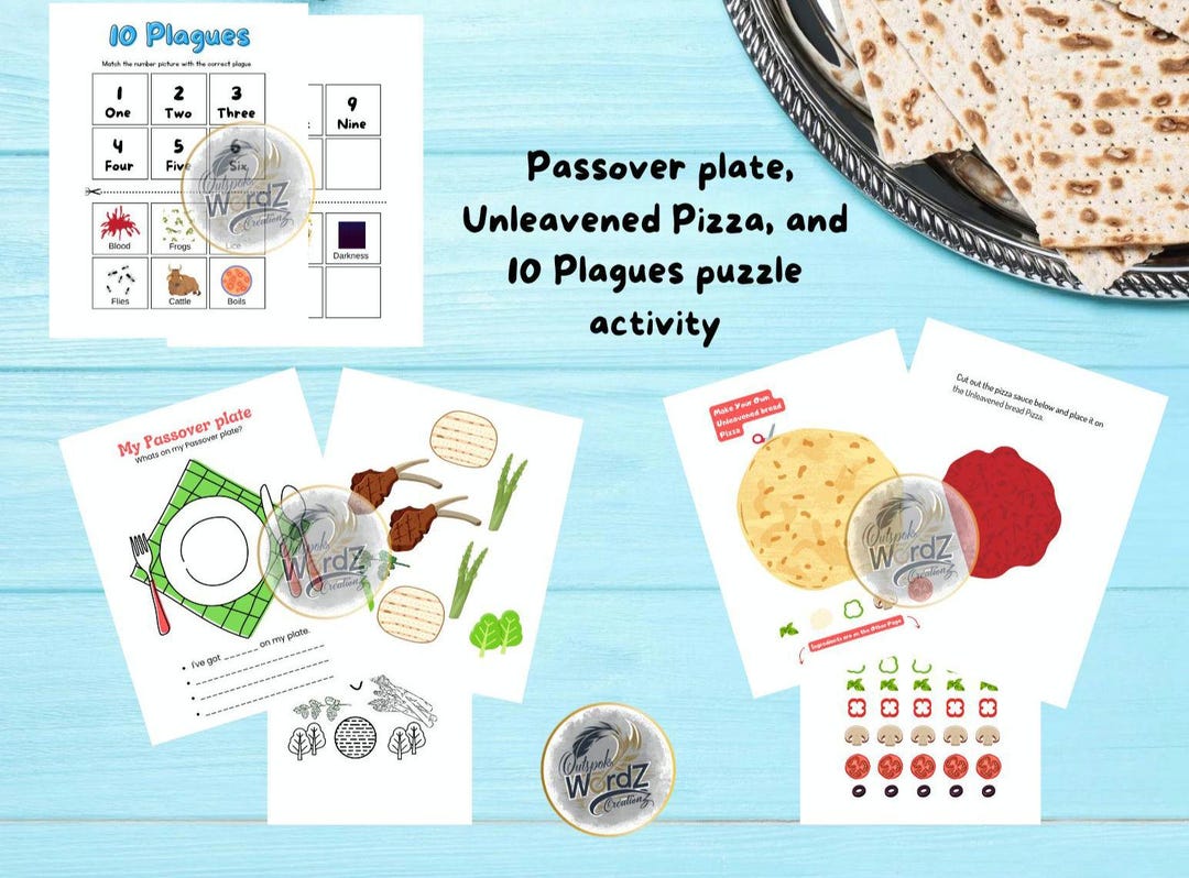 Passover 8 Page Activity Pack, Digital Holy Day Kids Passover Plate ...