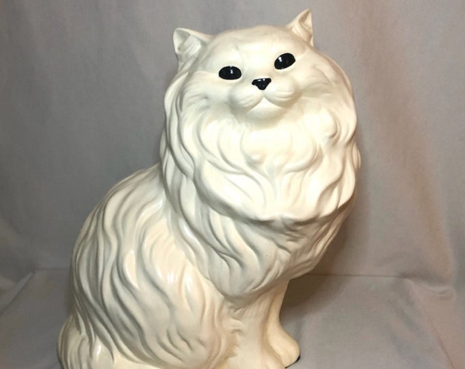 Vintage White Persian Cat Statue, Seated, Ceramic, 14 Inches Tall ...