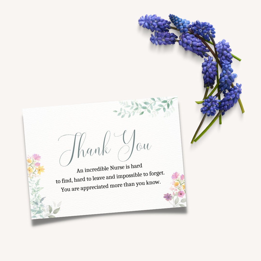 Fertility Nurse Thank You Card: Floral Appreciation Gift (digital ...