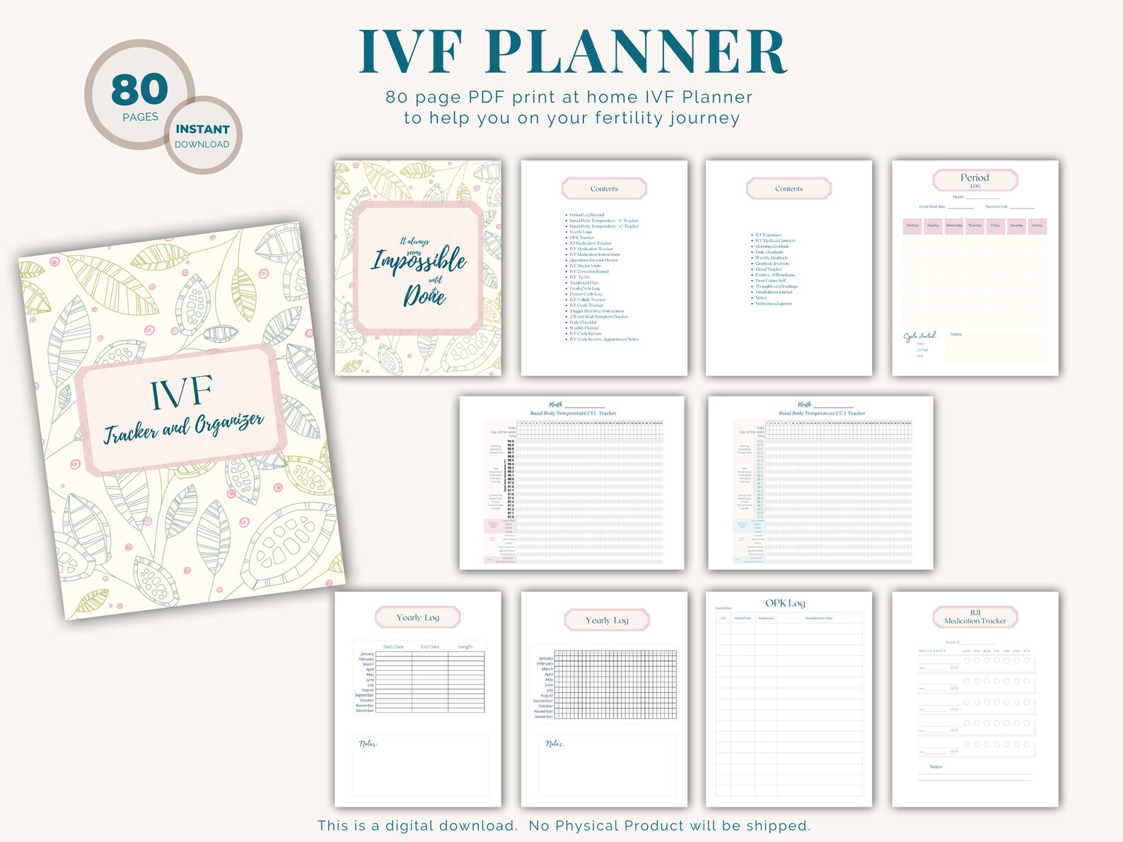 IVF Planner Printable TTC Journal IUI Medication Tracker Conception ...