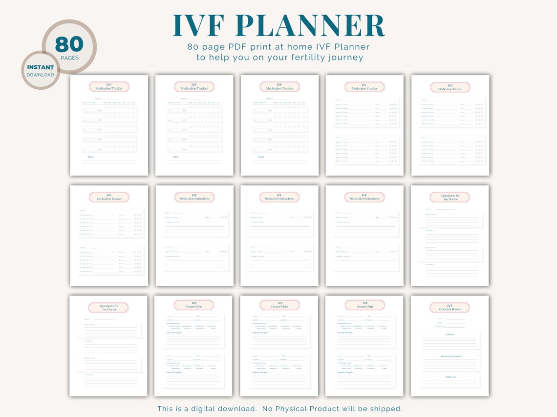 IVF Planner Printable TTC Journal IUI Medication Tracker Conception ...