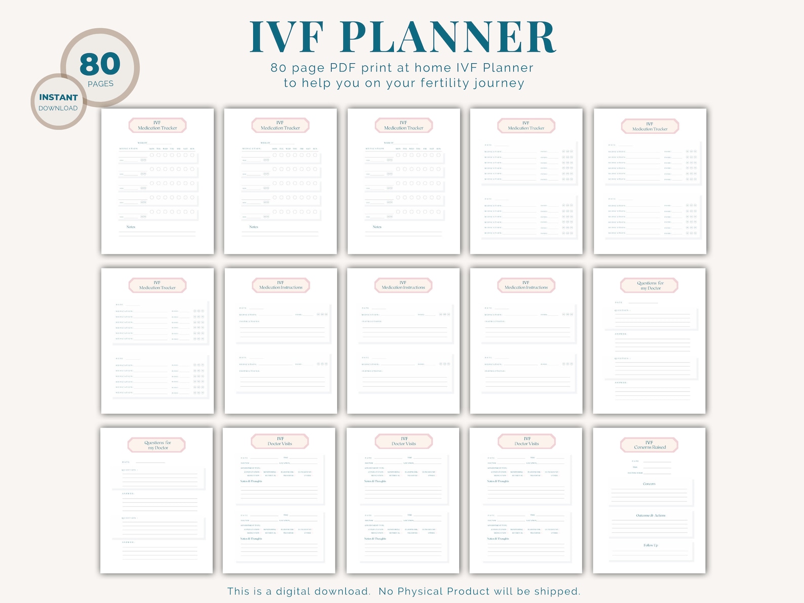 IVF Planner Printable TTC Journal IUI Medication Tracker Conception ...