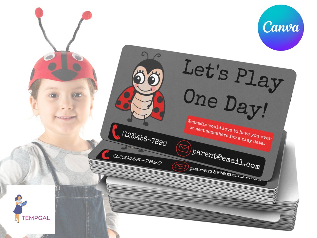 Editable Playdate Calling Card - Etsy