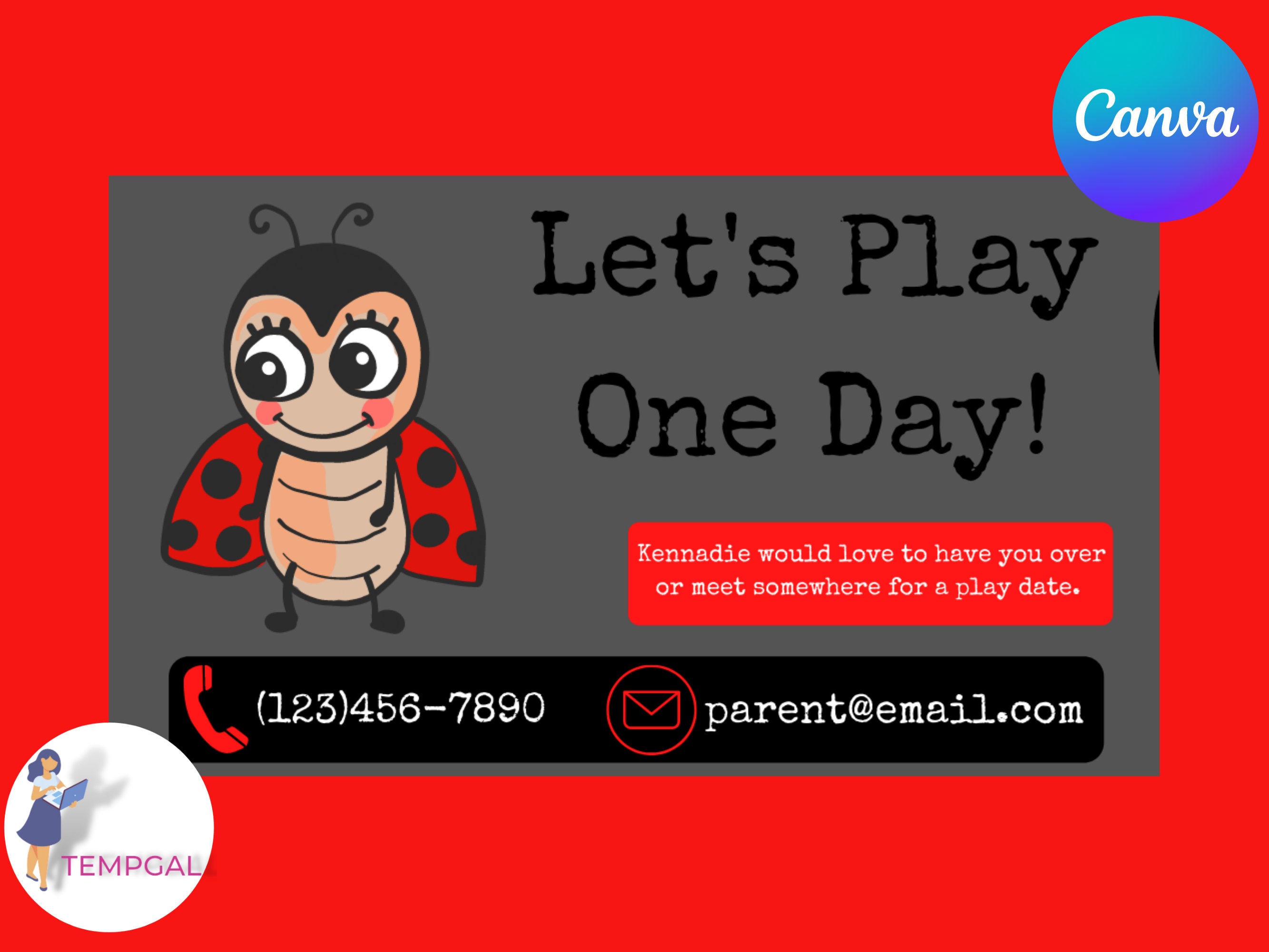 Editable Playdate Calling Card - Etsy