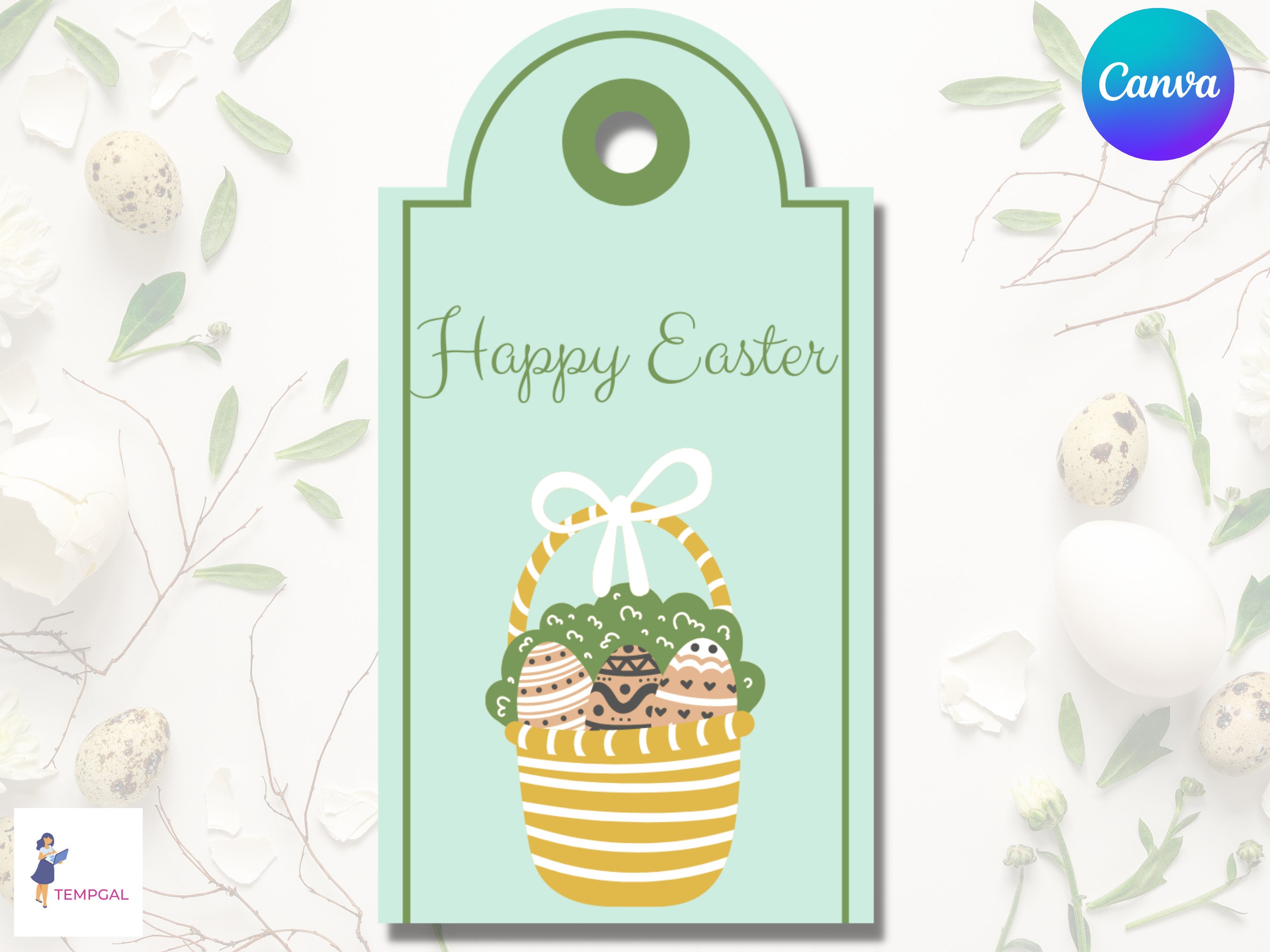 Printable Easter Tag Canva Template Editable Easter Tag Bundle Easter ...
