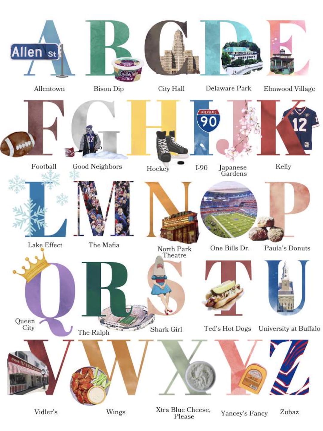 Buffalo Alphabet All Things Buffalove Digital Print for Wall Canvas or ...
