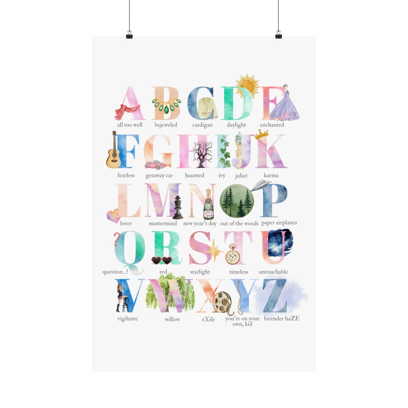 Taylor Swift Swiftie Alphabet in Matte Finish Vertical Poster - Etsy