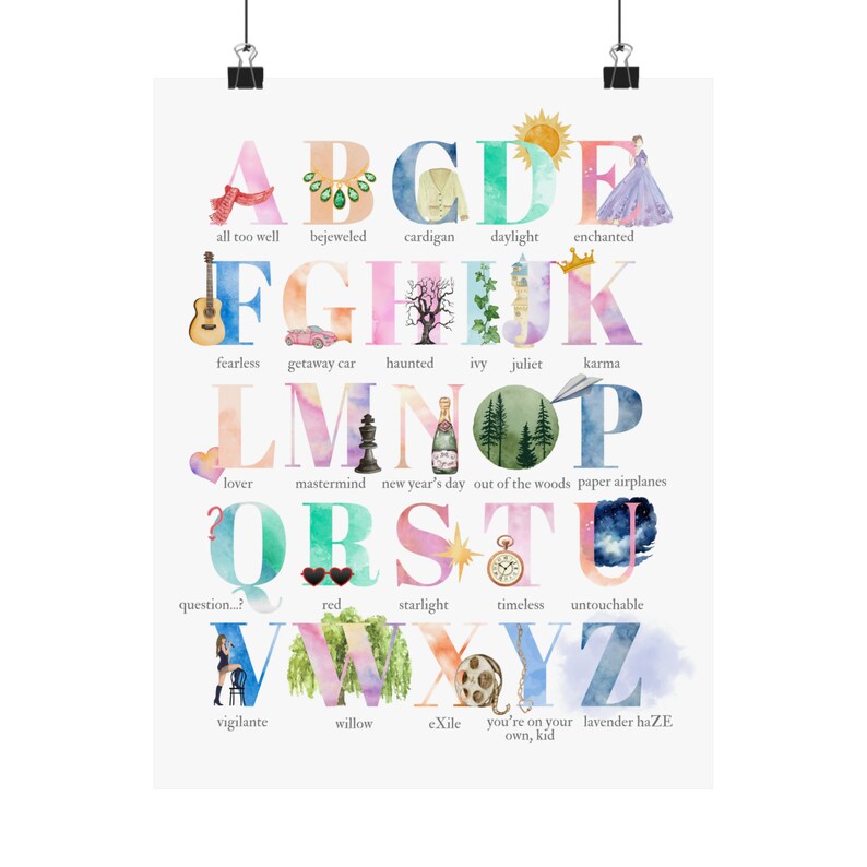 Taylor Swift Swiftie Alphabet in Matte Finish Vertical Poster - Etsy