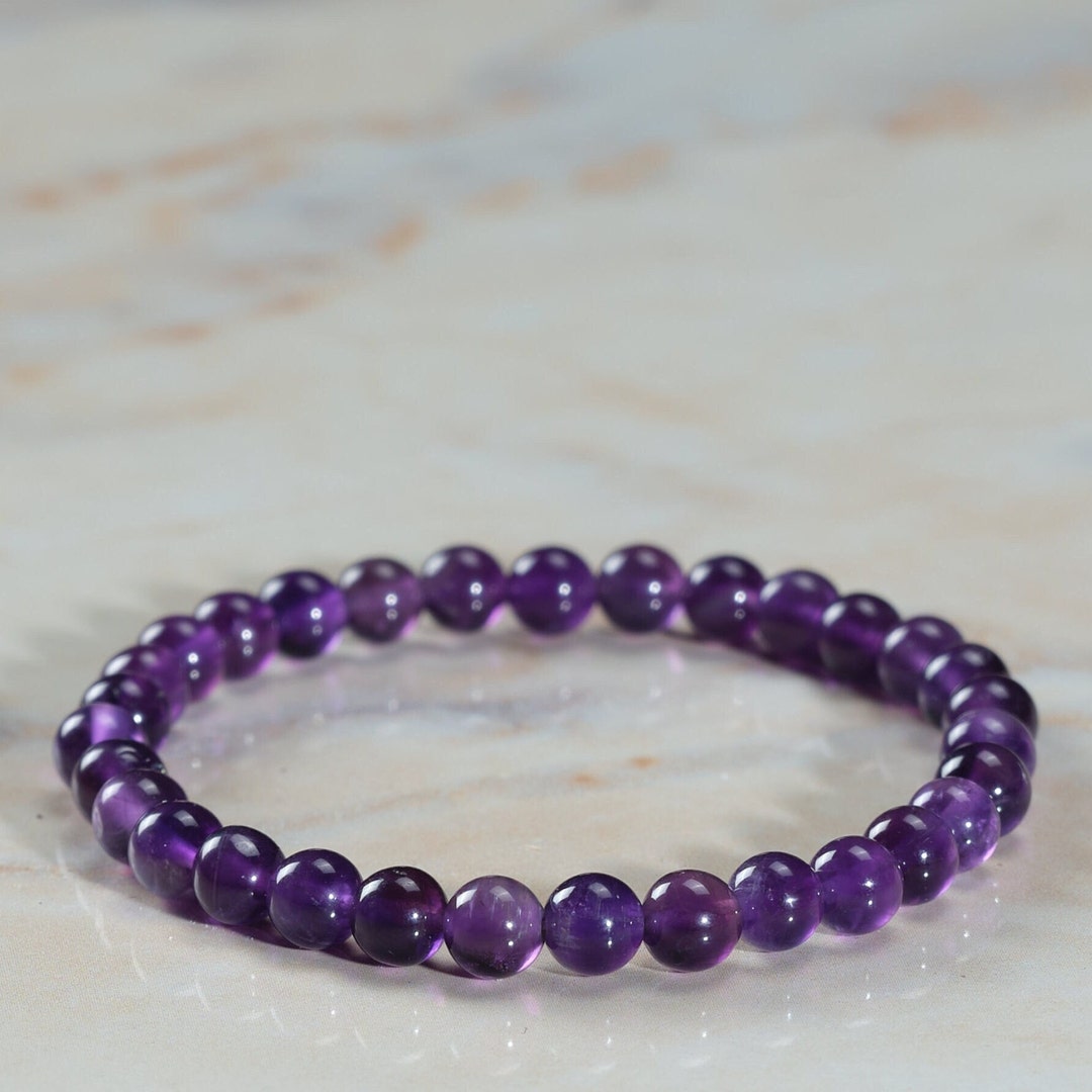 Natural Purple Amethyst Stone Bracelet, Amethyst Armband, Bead Amethyst ...