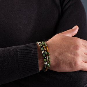 Certified Green Jade and Mixed Crystal Mens Bracelet Set, Real Jade ...