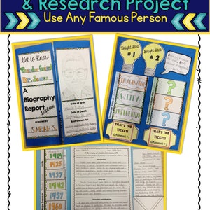 Biography Report Graphic Organizers and Lapbook Research Project ...
