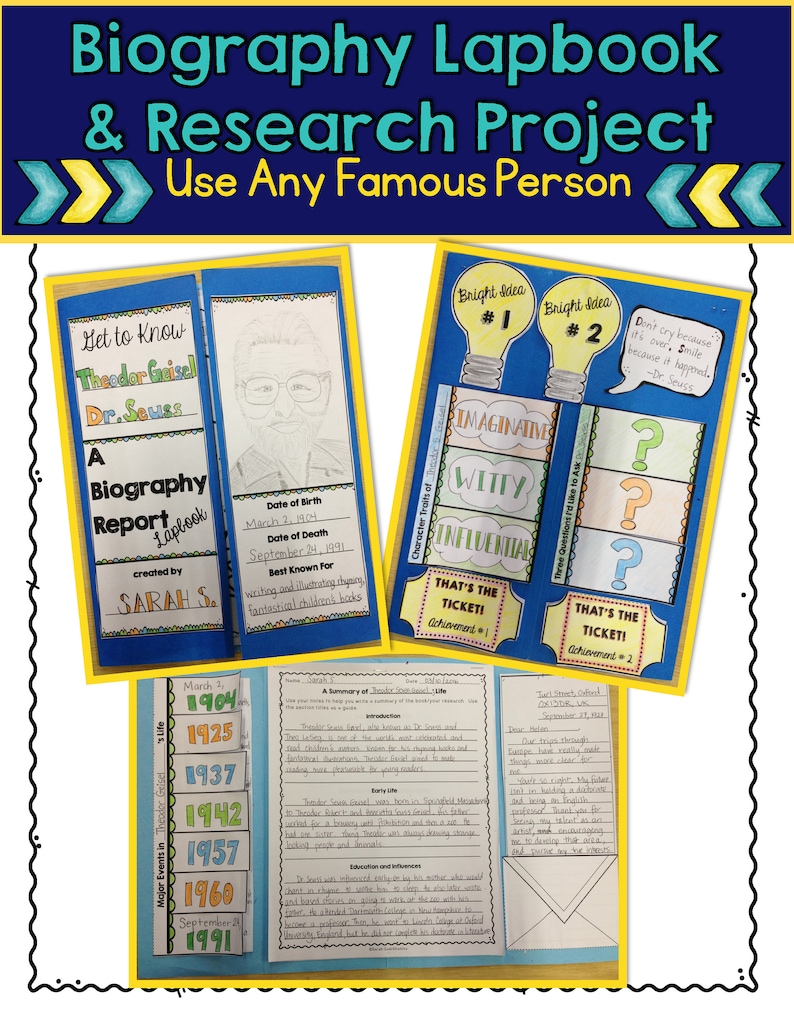 Biography Report Graphic Organizers and Lapbook Research Project ...