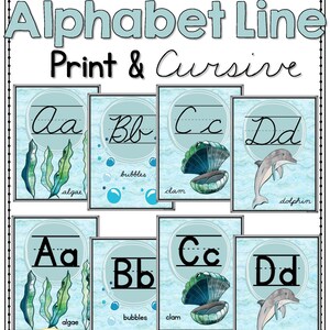Under the Sea Alphabet Line Print and Cursive - Etsy