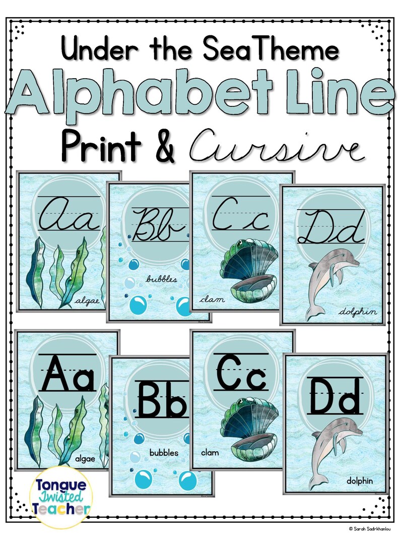 Under the Sea Alphabet Line Print and Cursive - Etsy