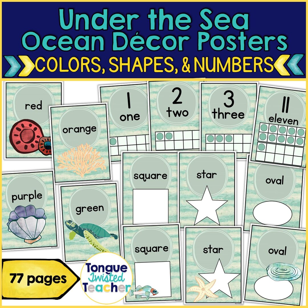 Under the Sea Ocean Classroom Décor Numbers Shapes Colors Posters - Etsy