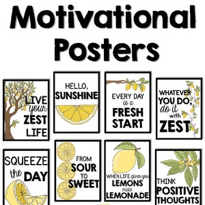 Yellow Lemon Theme Motivational Posters Classroom Decor - Etsy