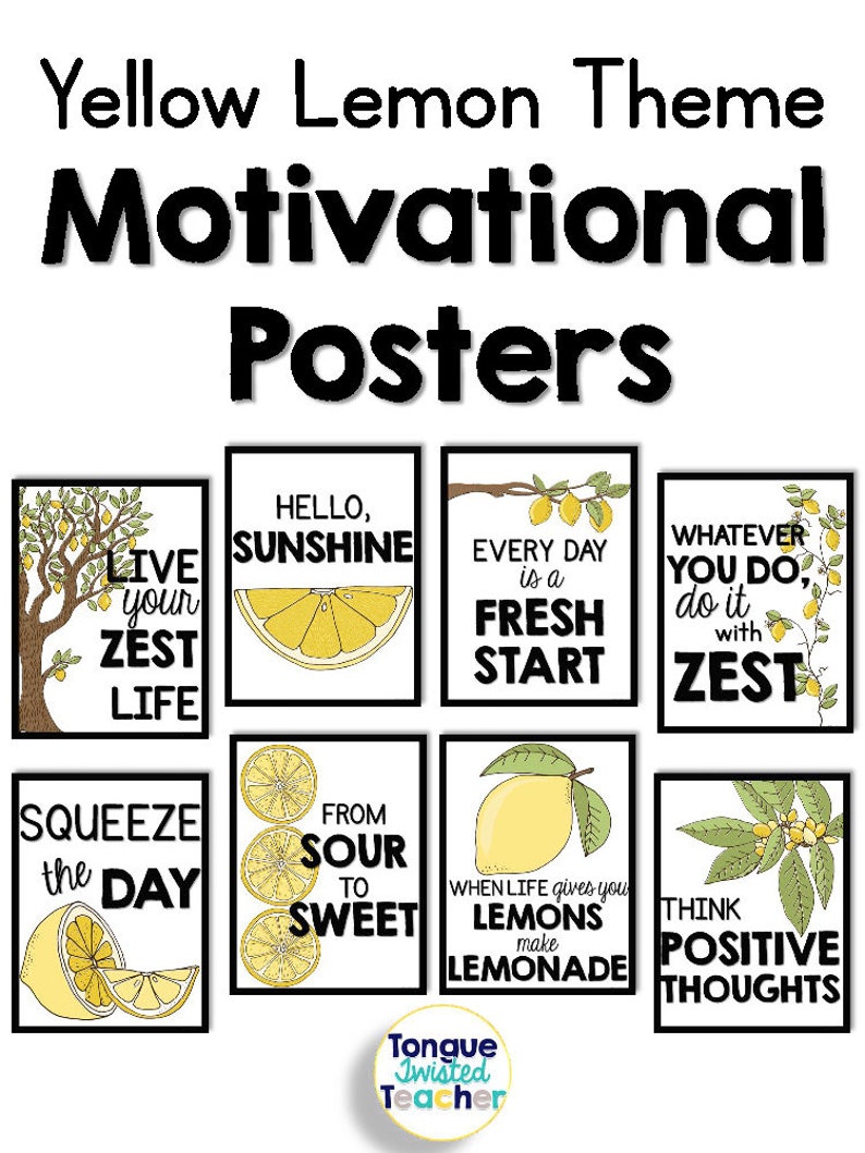 Yellow Lemon Theme Motivational Posters Classroom Decor - Etsy