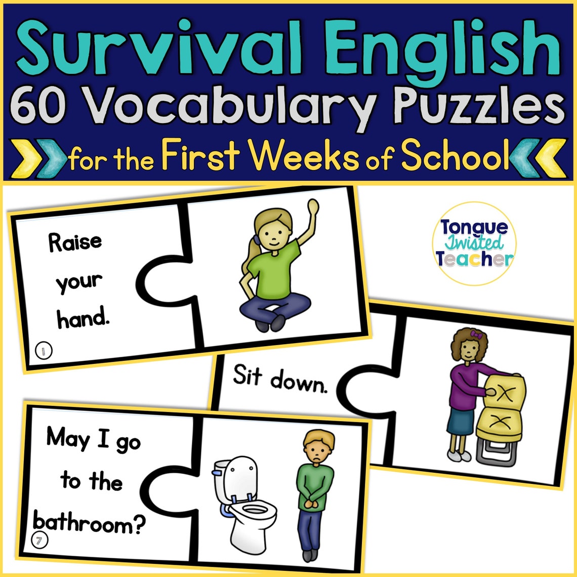 Survival English Puzzles Questions Commands Classroom ESL Vocabulary ...
