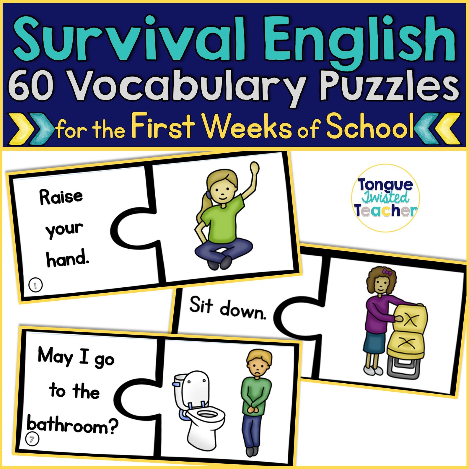 Survival English Puzzles Questions Commands Classroom ESL Vocabulary ...