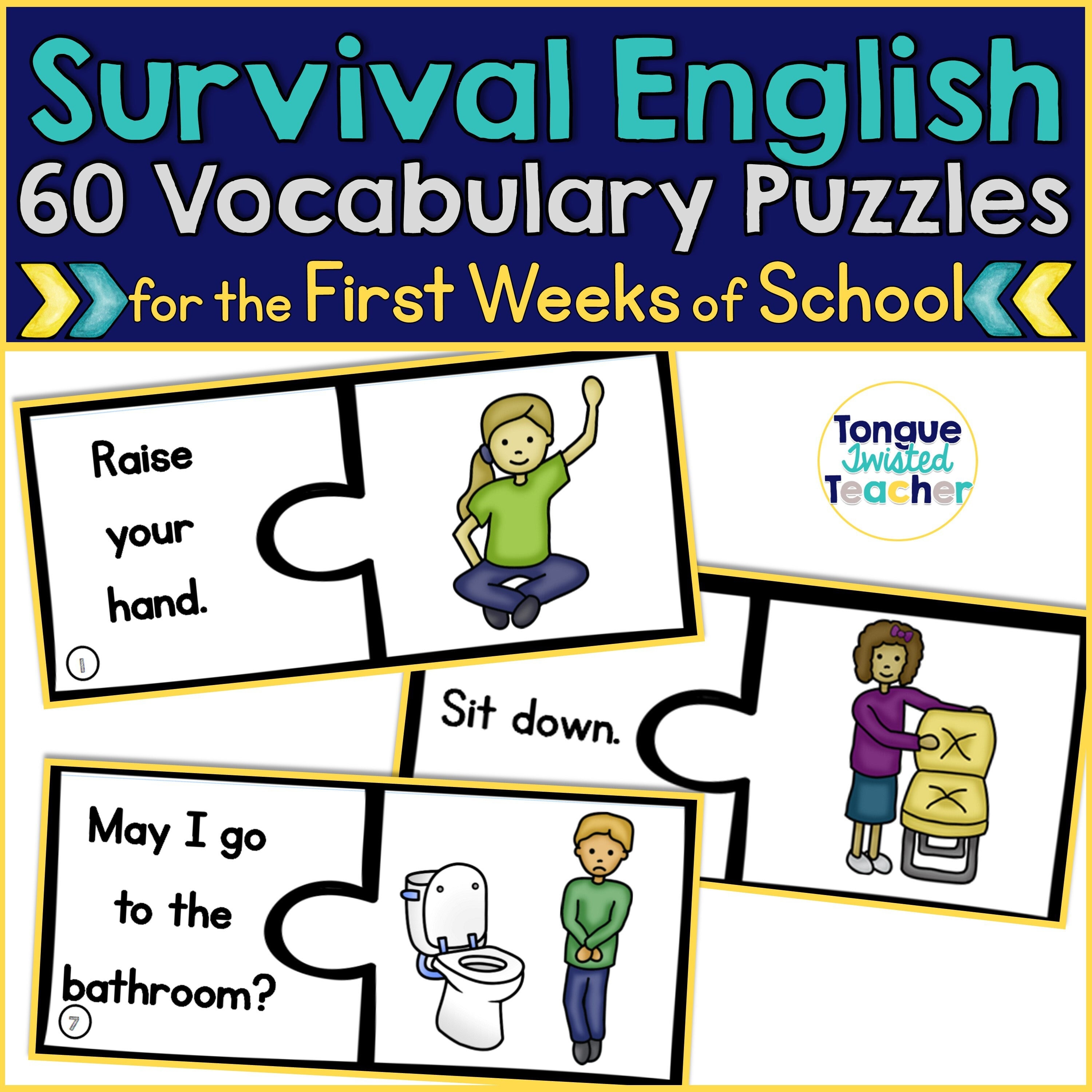 Survival English Puzzles Questions Commands Classroom ESL Vocabulary ...