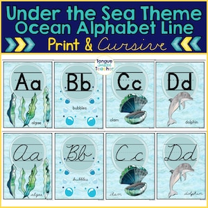 Under the Sea Alphabet Line Print and Cursive - Etsy