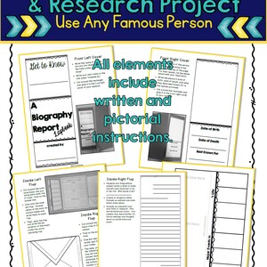 Biography Report Graphic Organizers and Lapbook Research Project ...