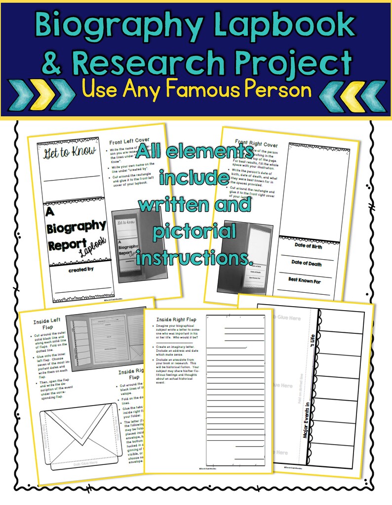 Biography Report Graphic Organizers and Lapbook Research Project ...