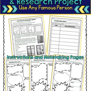 Biography Report Graphic Organizers and Lapbook Research Project ...