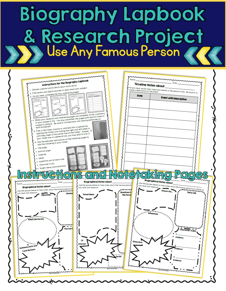 Biography Report Graphic Organizers and Lapbook Research Project ...