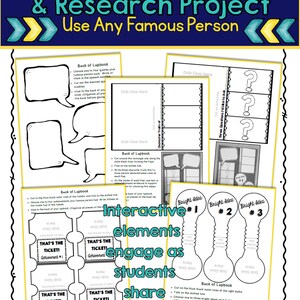 Biography Report Graphic Organizers and Lapbook Research Project ...
