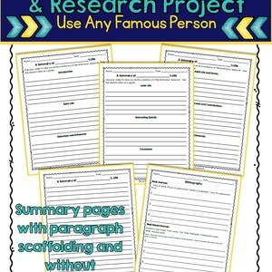 Biography Report Graphic Organizers and Lapbook Research Project ...