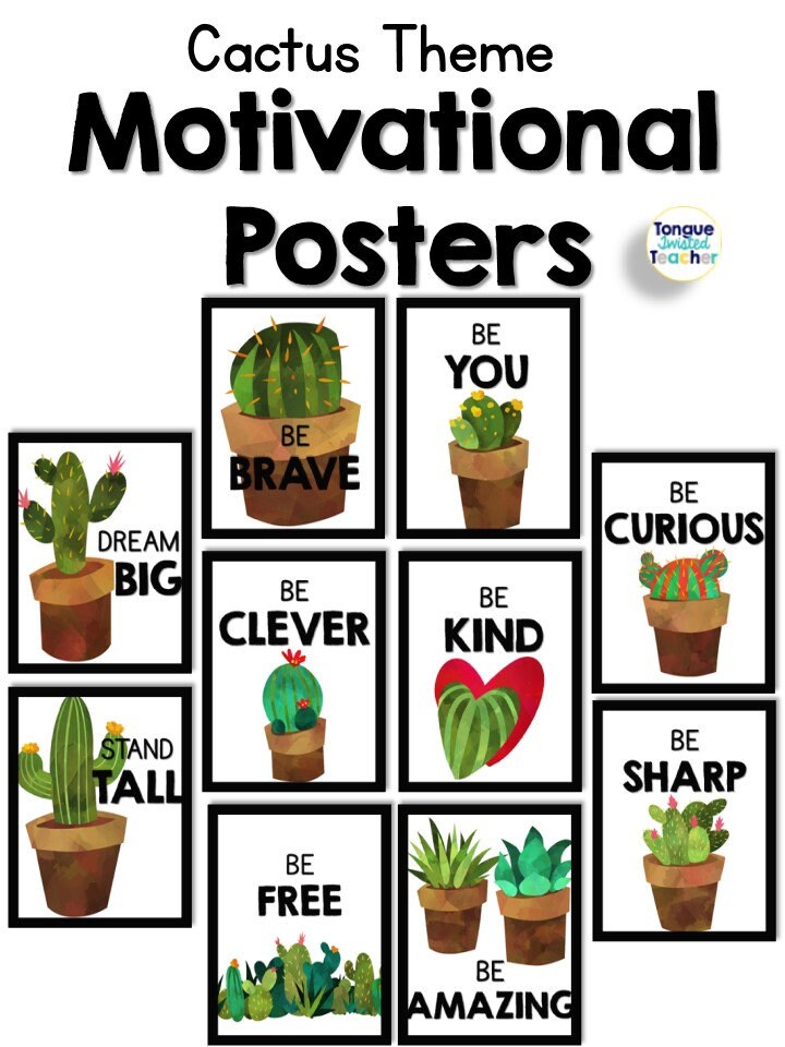 Cactus Cacti Theme Motivational Posters Classroom Decor - Etsy