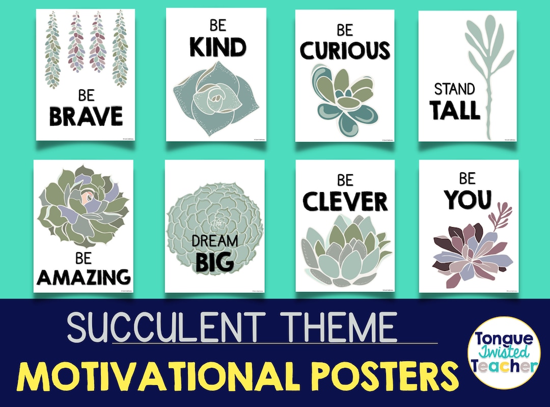 Succulent Plant Theme Motivational Posters Classroom Decor - Etsy