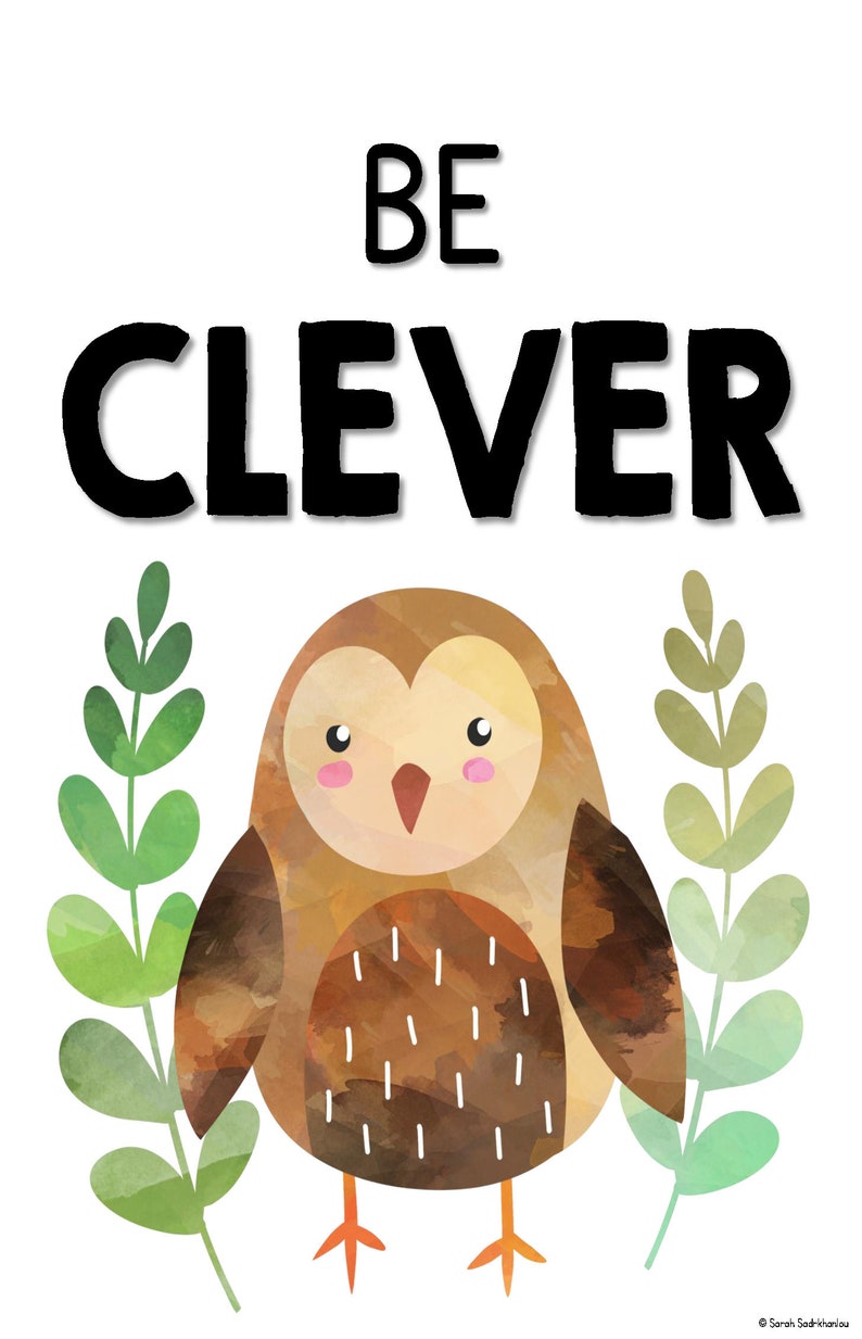 Watercolor Animal Theme Motivational Posters Classroom Decor Child's ...