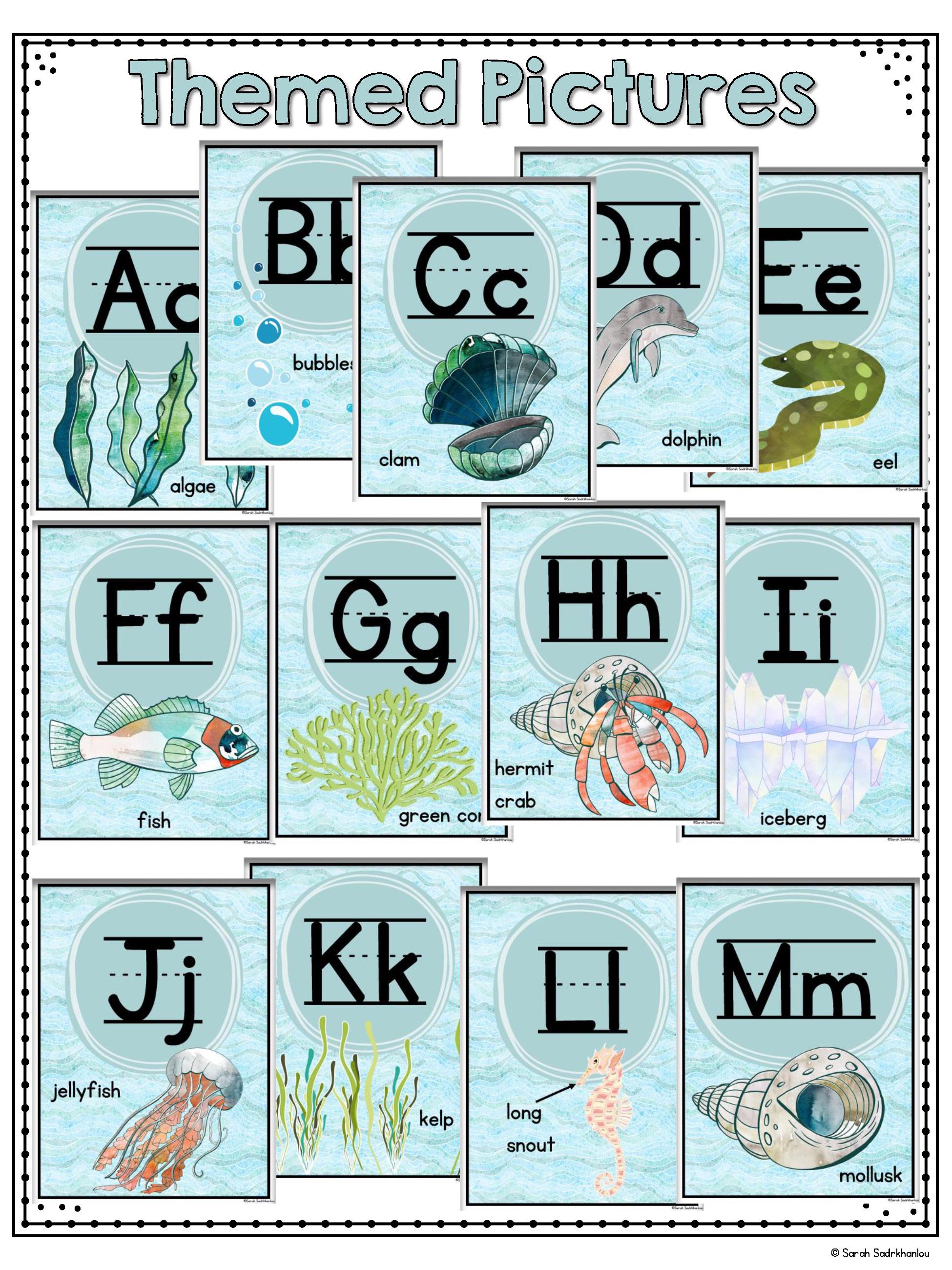 Under the Sea Alphabet Line Print and Cursive - Etsy