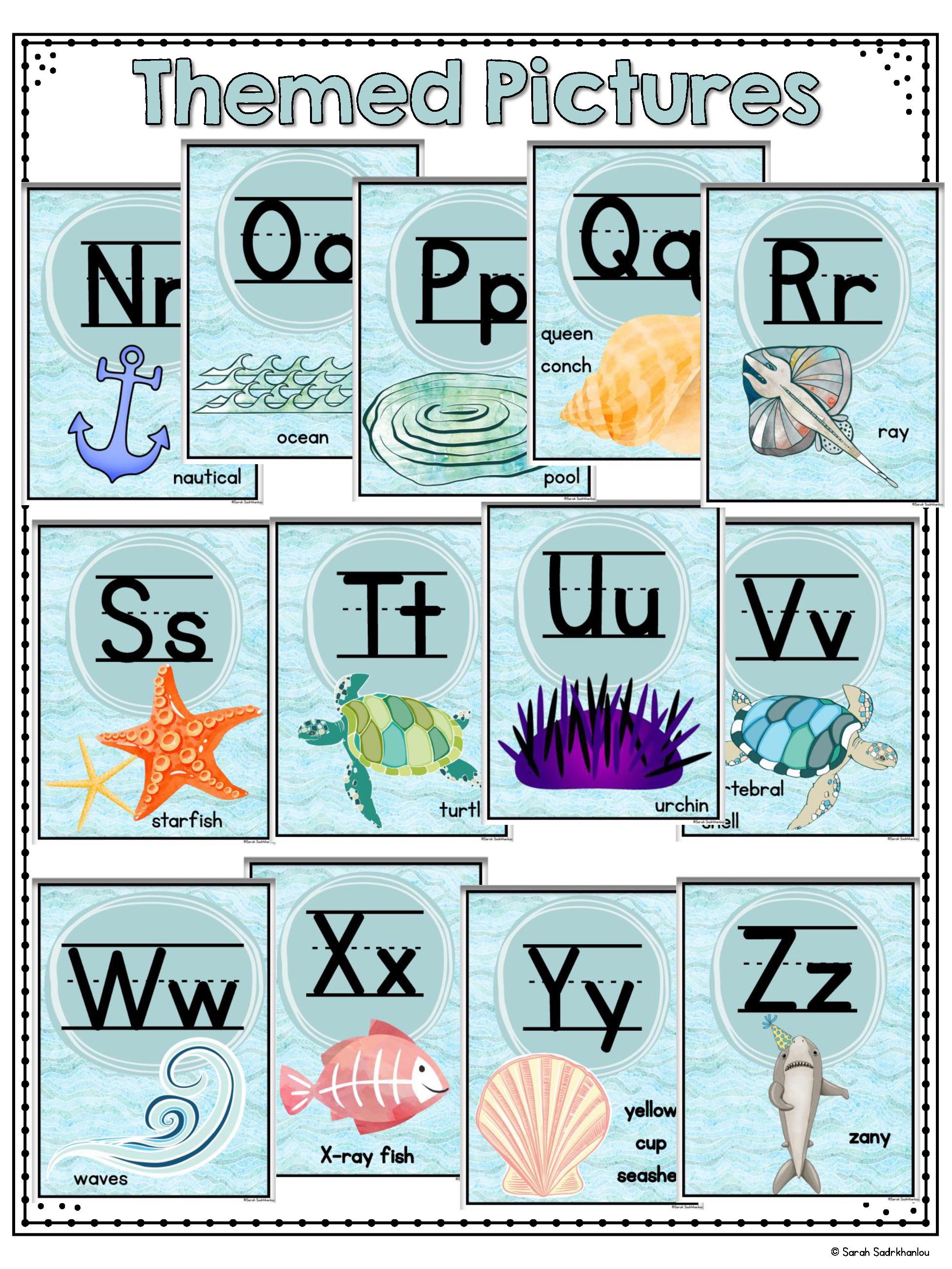 Under the Sea Alphabet Line Print and Cursive - Etsy