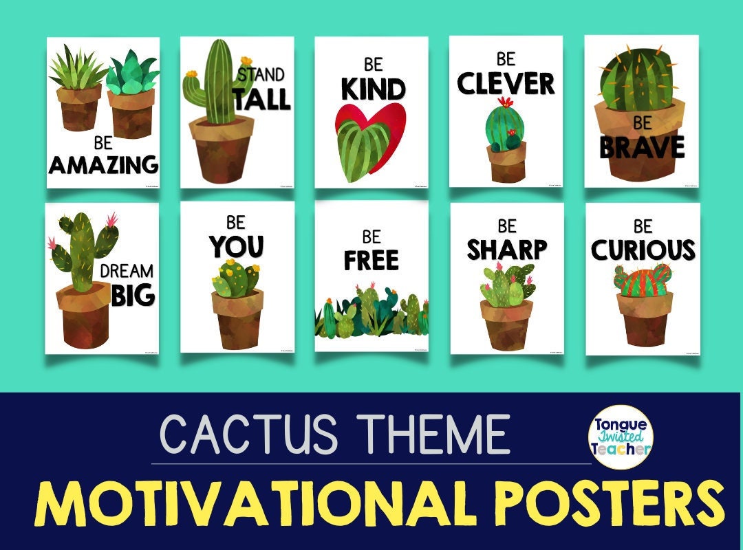 Cactus Cacti Theme Motivational Posters Classroom Decor - Etsy