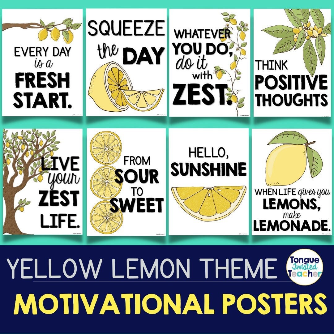 Yellow Lemon Theme Motivational Posters Classroom Decor - Etsy