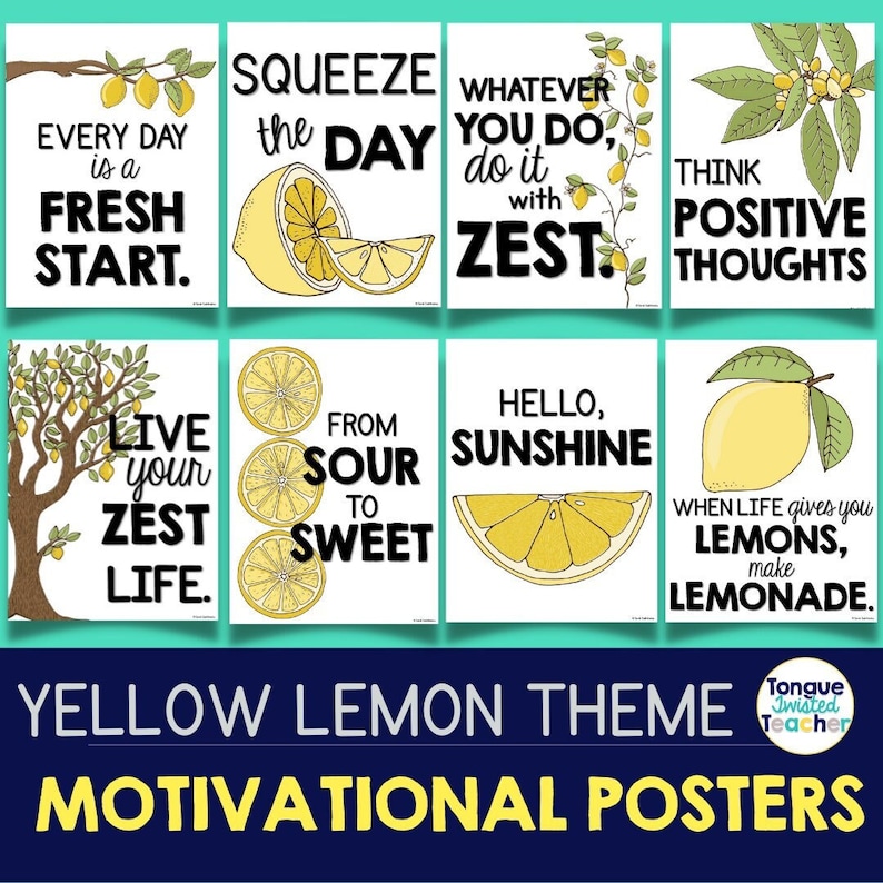 Yellow Lemon Theme Motivational Posters Classroom Decor - Etsy