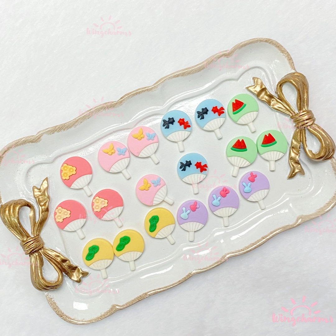 Cute Pastel Color Kawaii Hand Fan Set of 6, Decoden Charms, Decoden ...