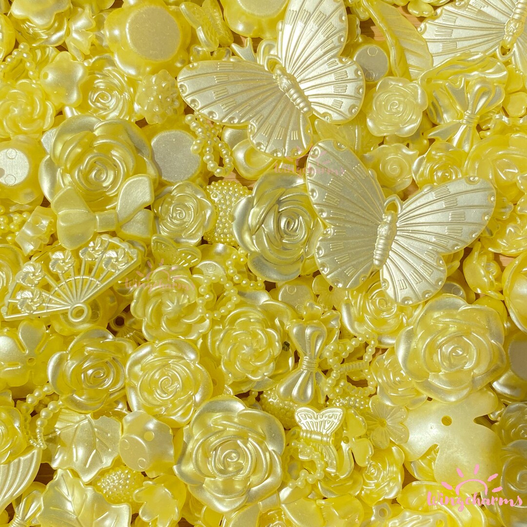 Mixed Yellow Rose Baroque Style Charms ( 100+pcs ), Decoden Rose Charms ...