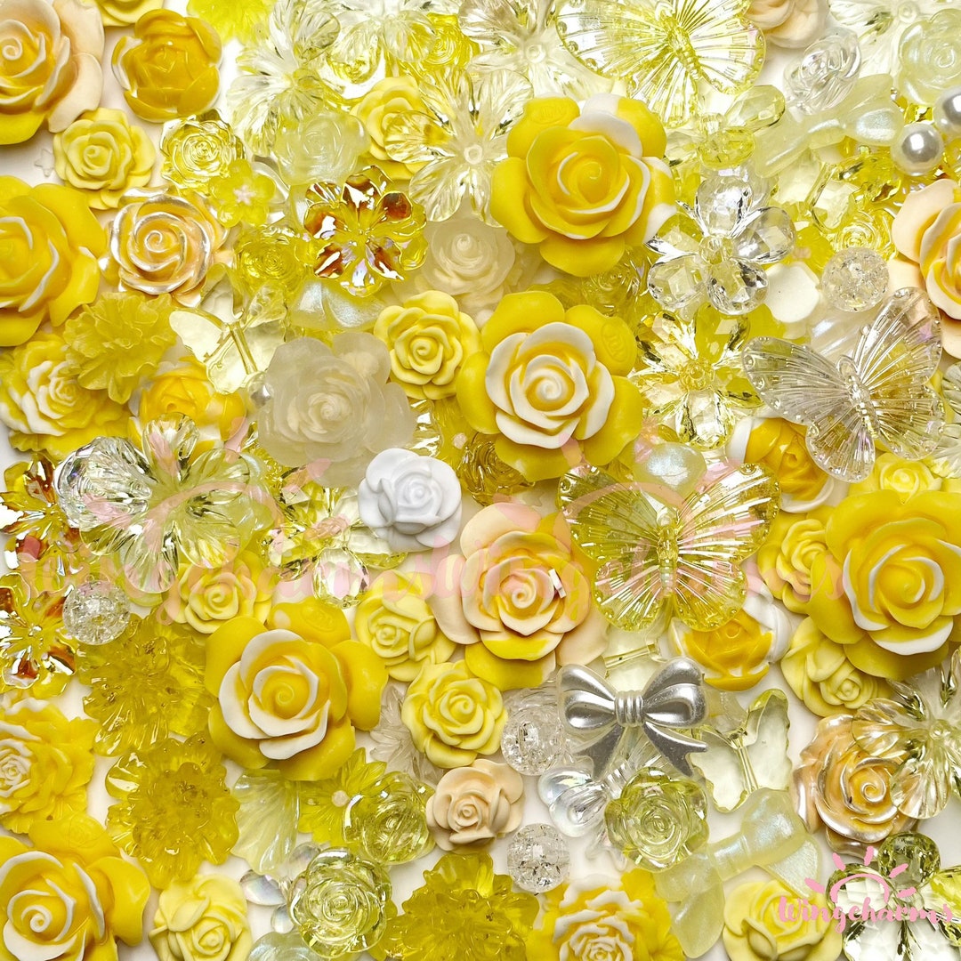 Yellow Flower Charms Mixed Baroque Style Flower Cabochon Charms ...