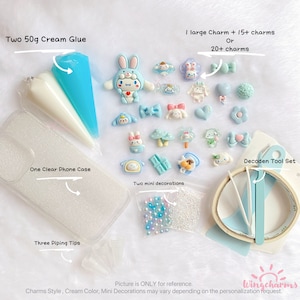Decoden Cream Glue and Charms Phonecase Kit ,DIY Decoden Phonecase Kit ...