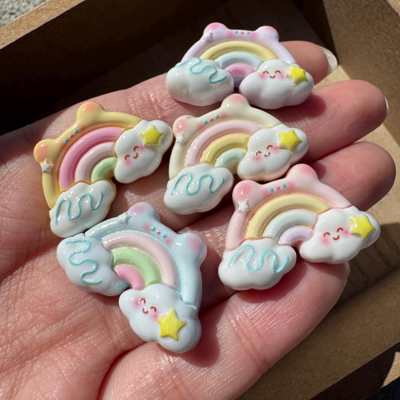 5pc Kawaii Rainbow Charms , Decoden Rainbow Charms, Weather Cabochons ...