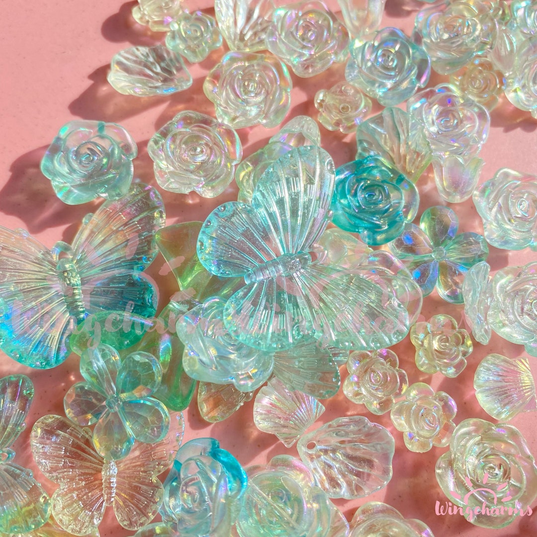 Green Iridescent Effect Rose Charms Mix rose - Etsy